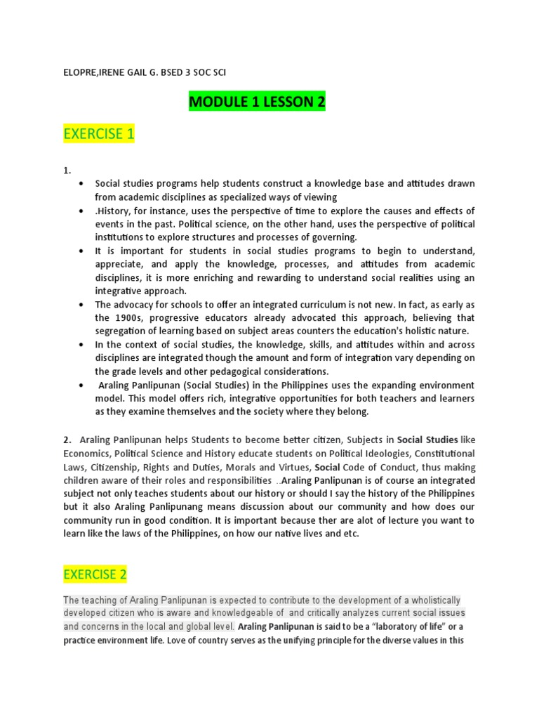 Module 1 Lesson 2: Exercise 1 | PDF | Citizenship | Teachers