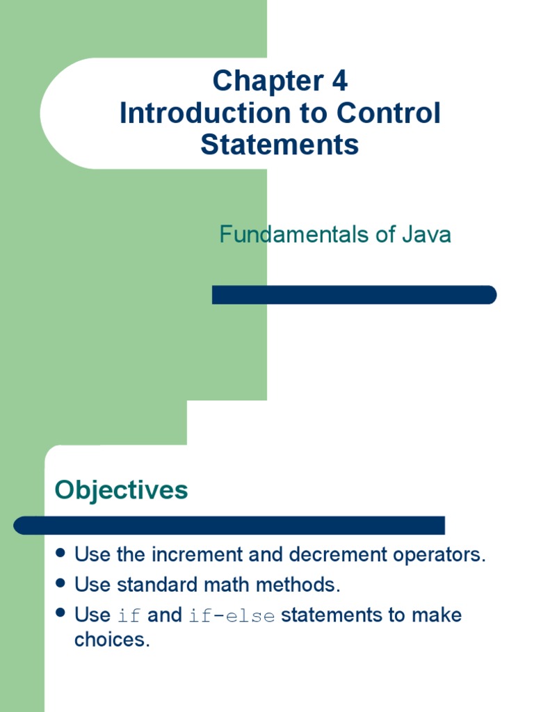 Introduction To Control Statements: Fundamentals of Java | PDF ...