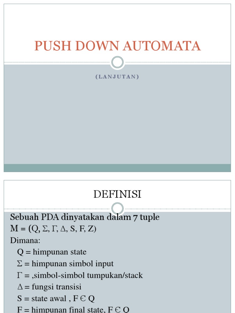 9.push Down Automata | PDF | Sains & Matematika