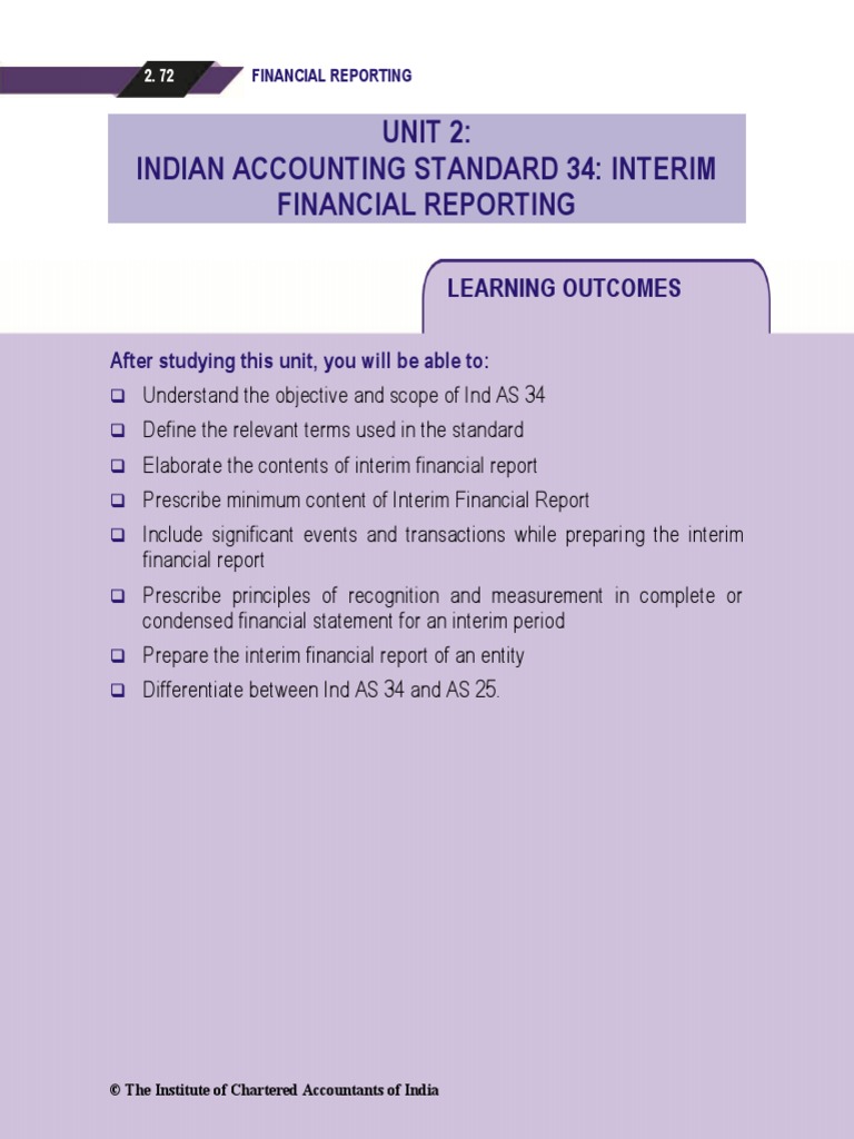 Unit 2: Indian Accounting Standard 34: Interim Financial Reporting ...