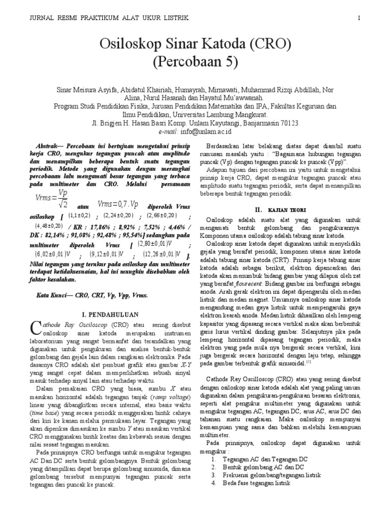 Osiloskop Sinar Katoda (CRO) | PDF