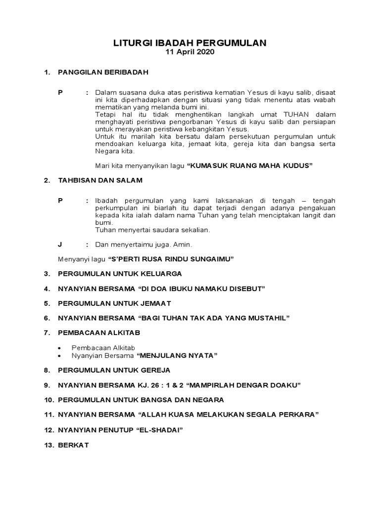 Liturgi Ibadah Pergumulan | PDF | Ilmu Sosial | Sains & Matematika