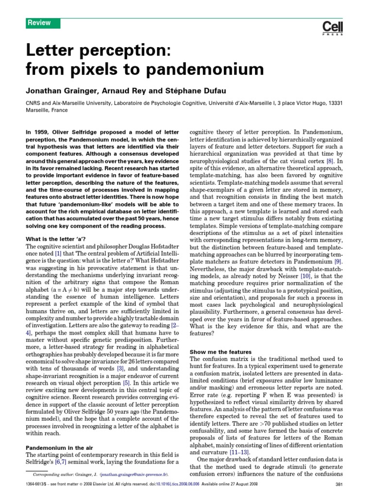 Jurnal Feature Detection | PDF | Priming (Psychology) | Event Related ...