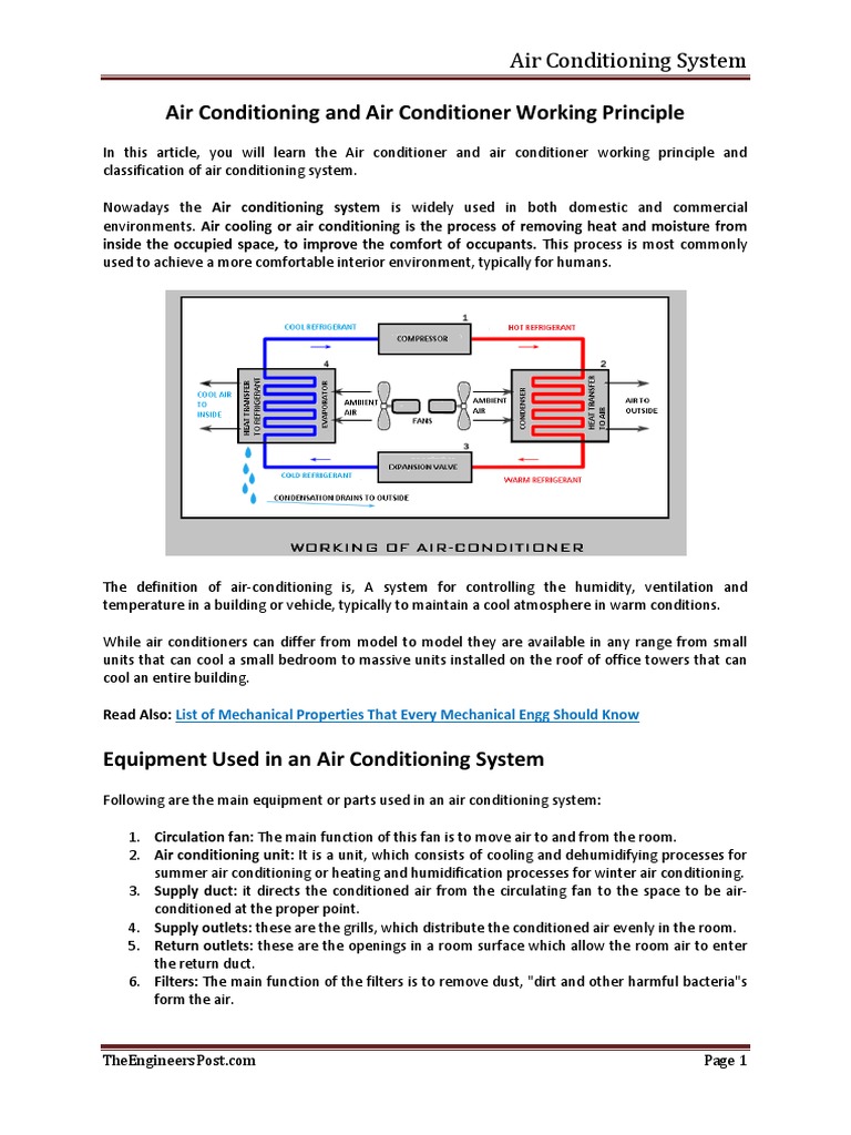 Air Conditioning System | PDF | Home & Garden | Technology & Engineering