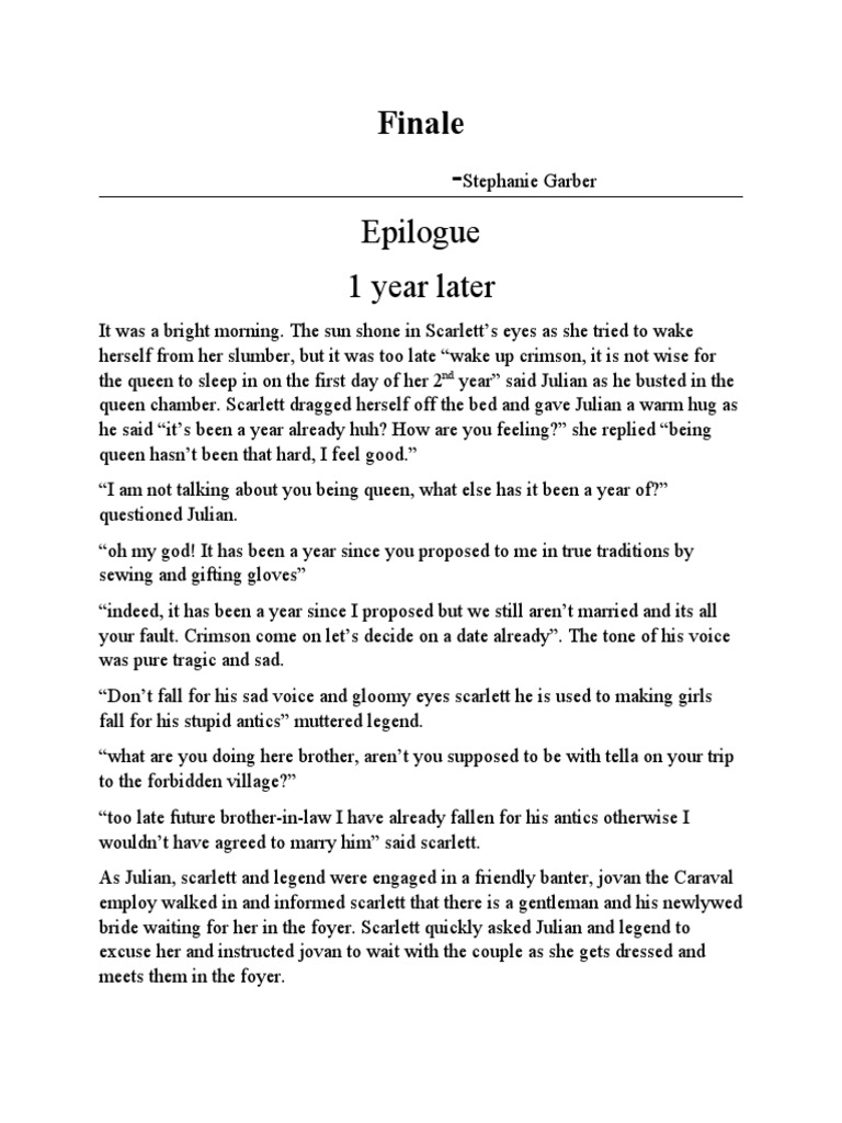Epilogue 1 Year Later: Finale | PDF | Wedding