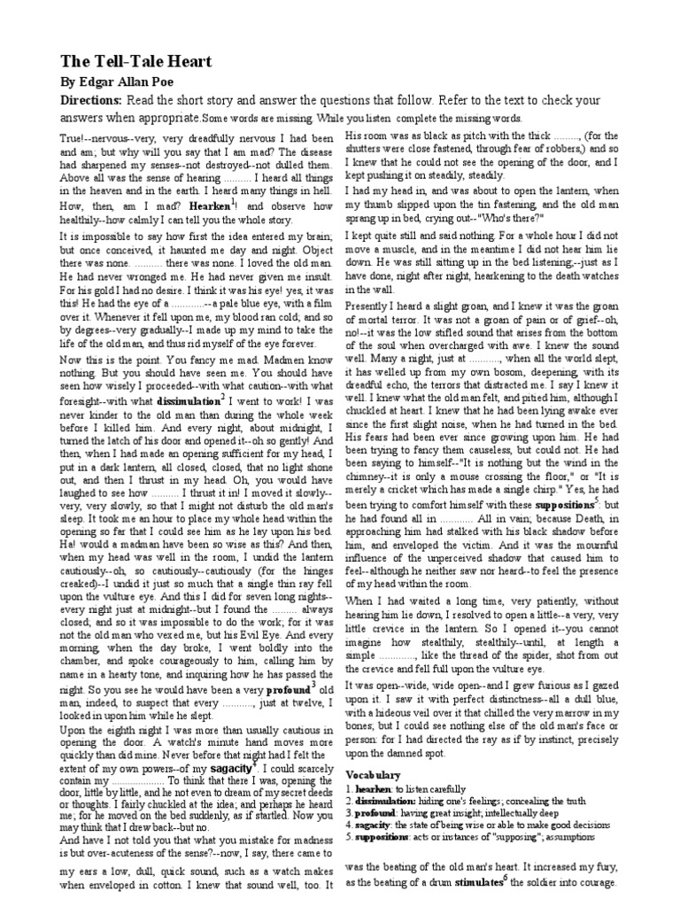 Analyzing "The Tell-Tale Heart" | PDF | Narration