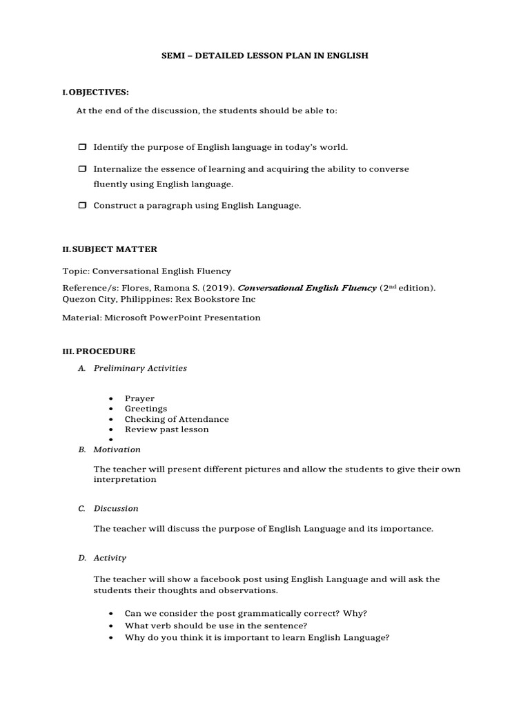 LESSON PLAN 4as Format | PDF