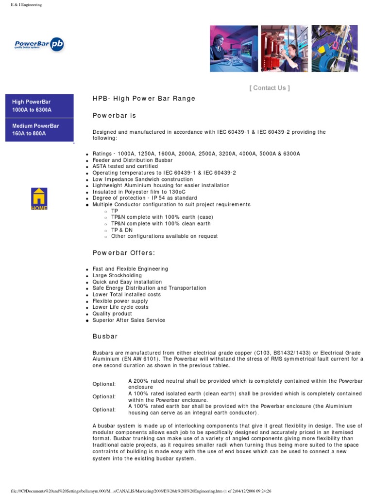 HPB-High Power Bar Range Powerbar Is: Quality Busbar Systems | PDF ...