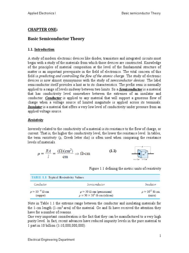 Chapter One: Basic Semiconductor Theory | PDF | P–N Junction ...