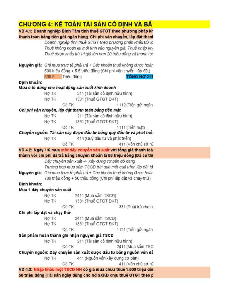 CHƯƠNG 4 KTTC1 KẾ TOÀN TSCĐ VÀ BĐS ĐẦU TƯ | PDF