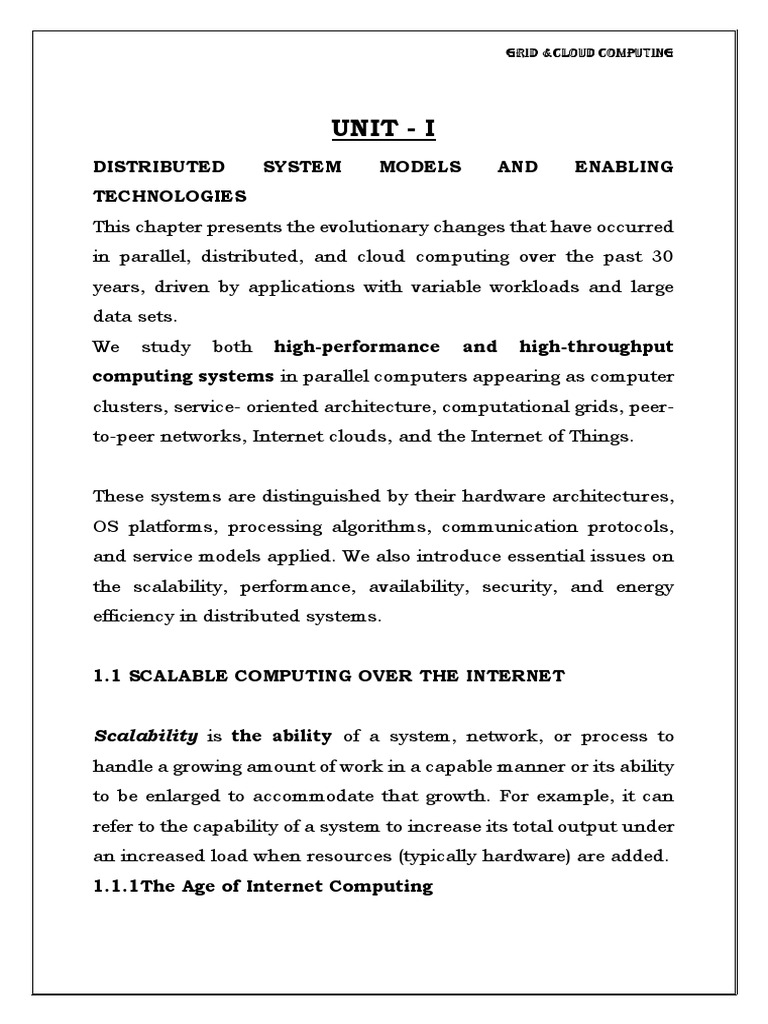 GCC Unit - 1 Notes | PDF | Multi Core Processor | Computer Cluster