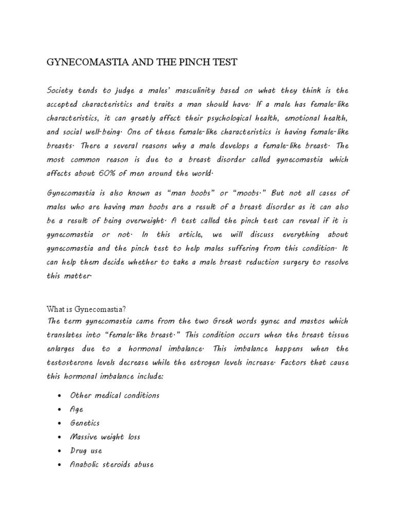 Gynecomastia and The Pinch Test | PDF | Breast | Endocrine System