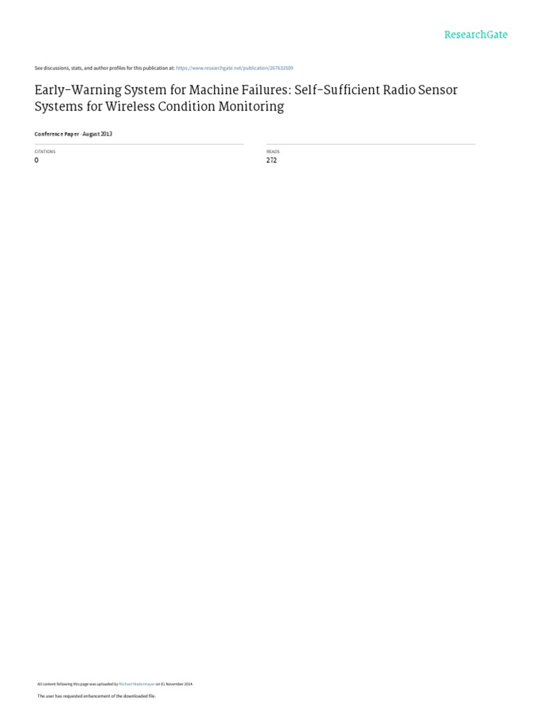 2013 SENSORCOMM Early-Warning System For Machine Failure | PDF ...
