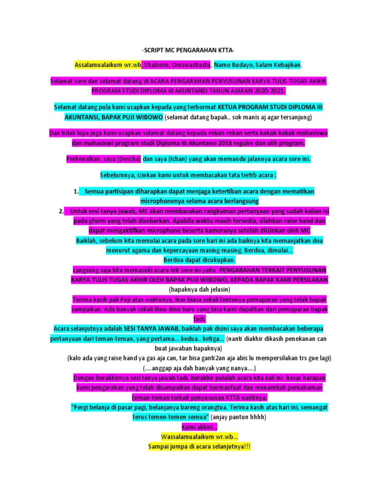 Script MC Pengarahan Ktta | PDF | Komputer