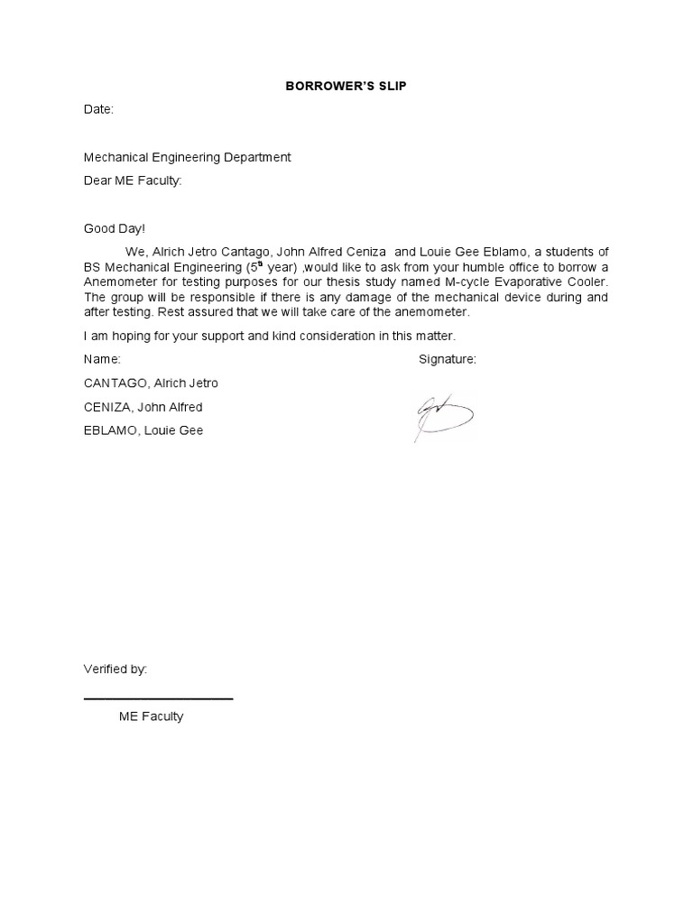 Borrower's Slip | PDF