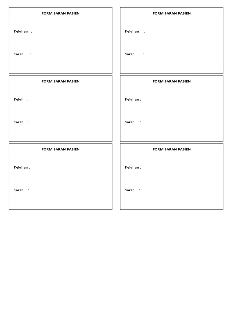 Form Saran Pasien | PDF