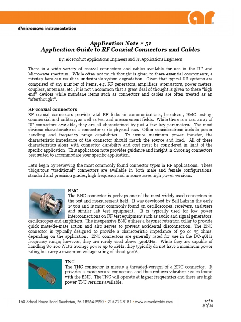 RF Coaxial Connector Selection Guide | PDF | Coaxial Cable | Broadcast ...