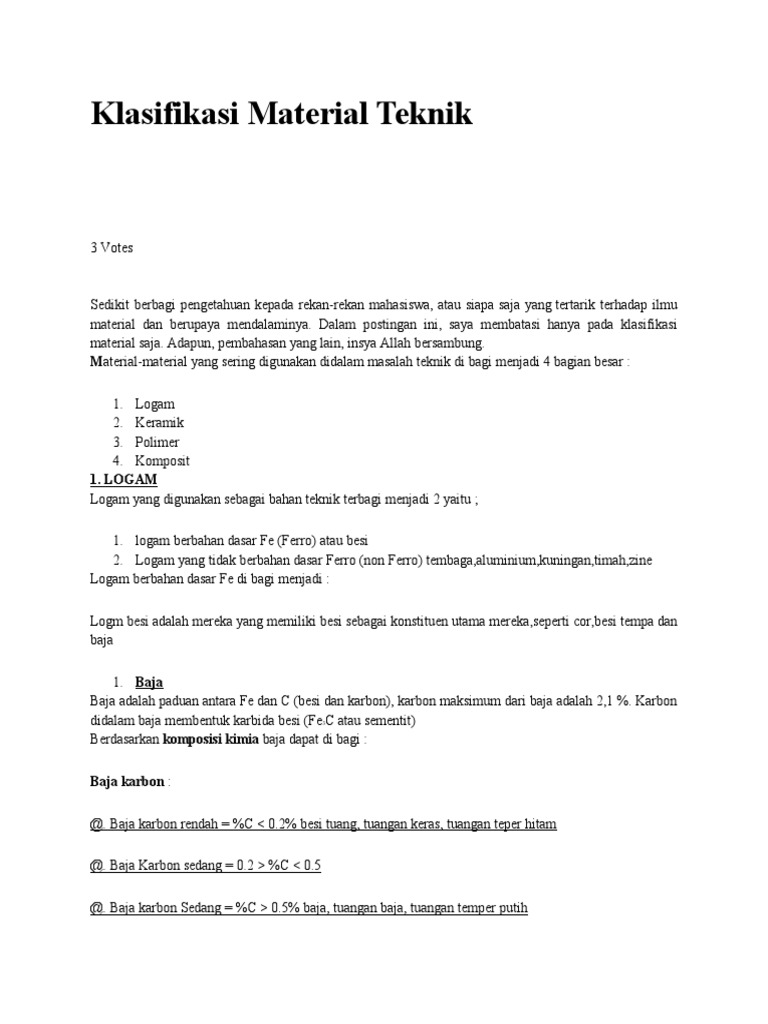 Klasifikasi Material Teknik | PDF