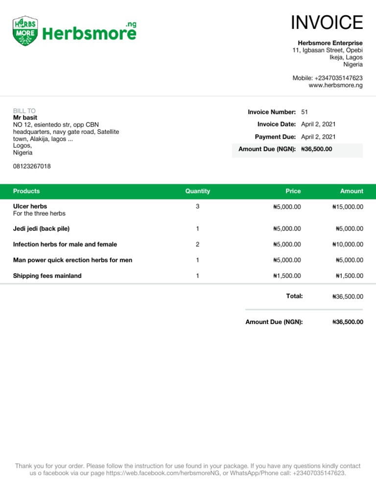 Invoice 51 2021-04-02 | PDF | Banking | Business
