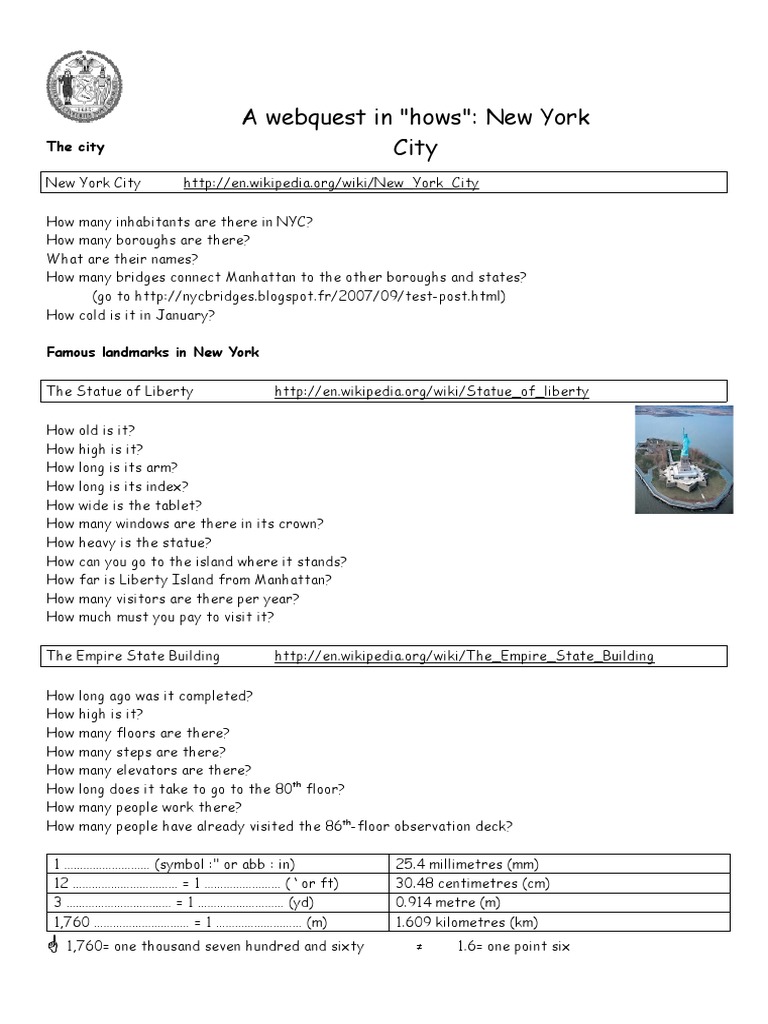 Webquest New York City | PDF