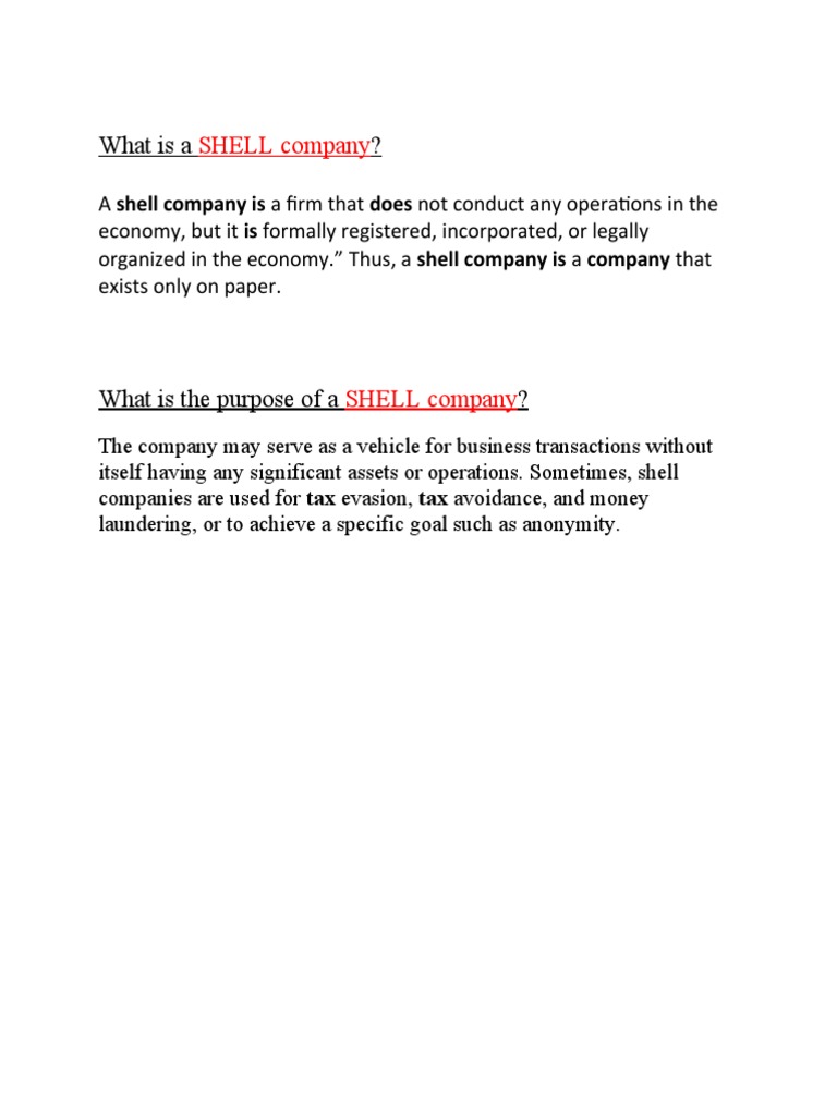 Shell Companies | PDF | Finance & Money Management
