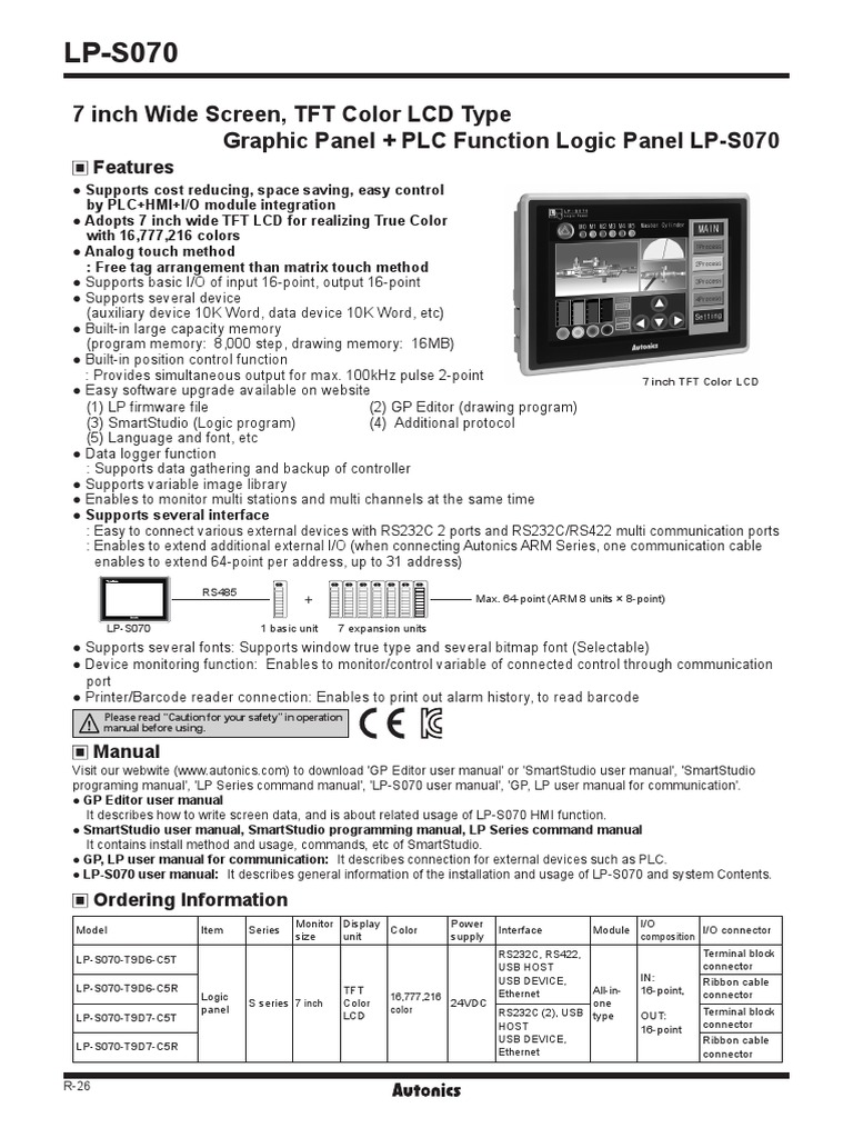 7 Inch Wide Screen, TFT Color LCD Type Graphic Panel + PLC Function ...