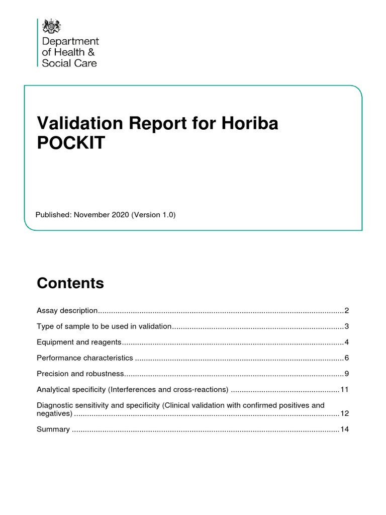 Technical Validation Report Horiba POCKIT | PDF | Sensitivity And ...