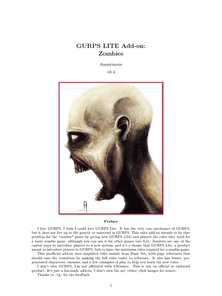 (Homebrew) GURPS Lite Add-On - Zombies | PDF | Shotgun | Firearms