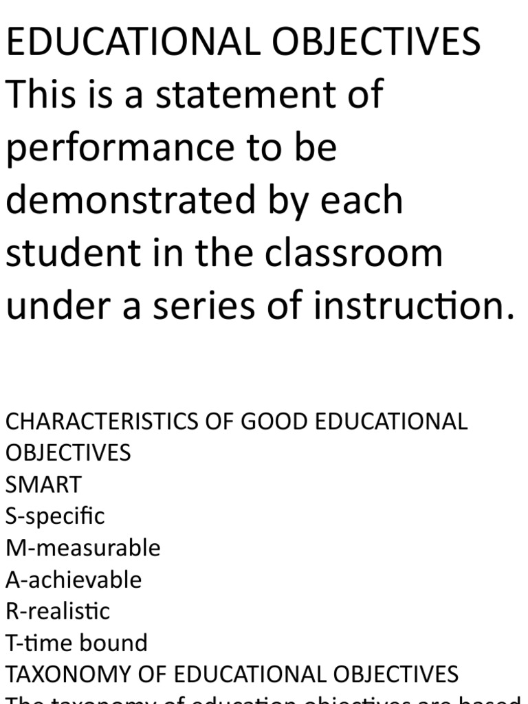 Characteristics of Educational Objectives | PDF