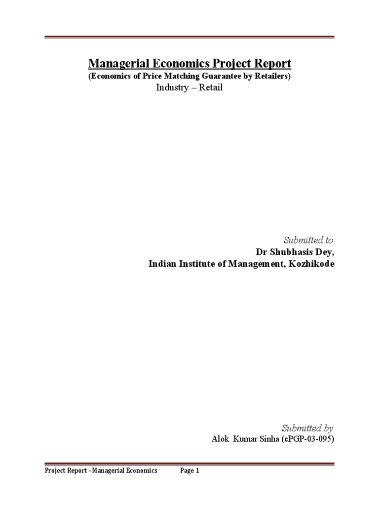 Managerial Economics Project Report: Industry - Retail | PDF | Profit ...