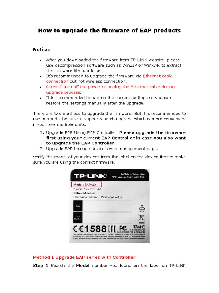 How To Upgrade The Firmware of EAP Products | PDF | Computer Mediated ...
