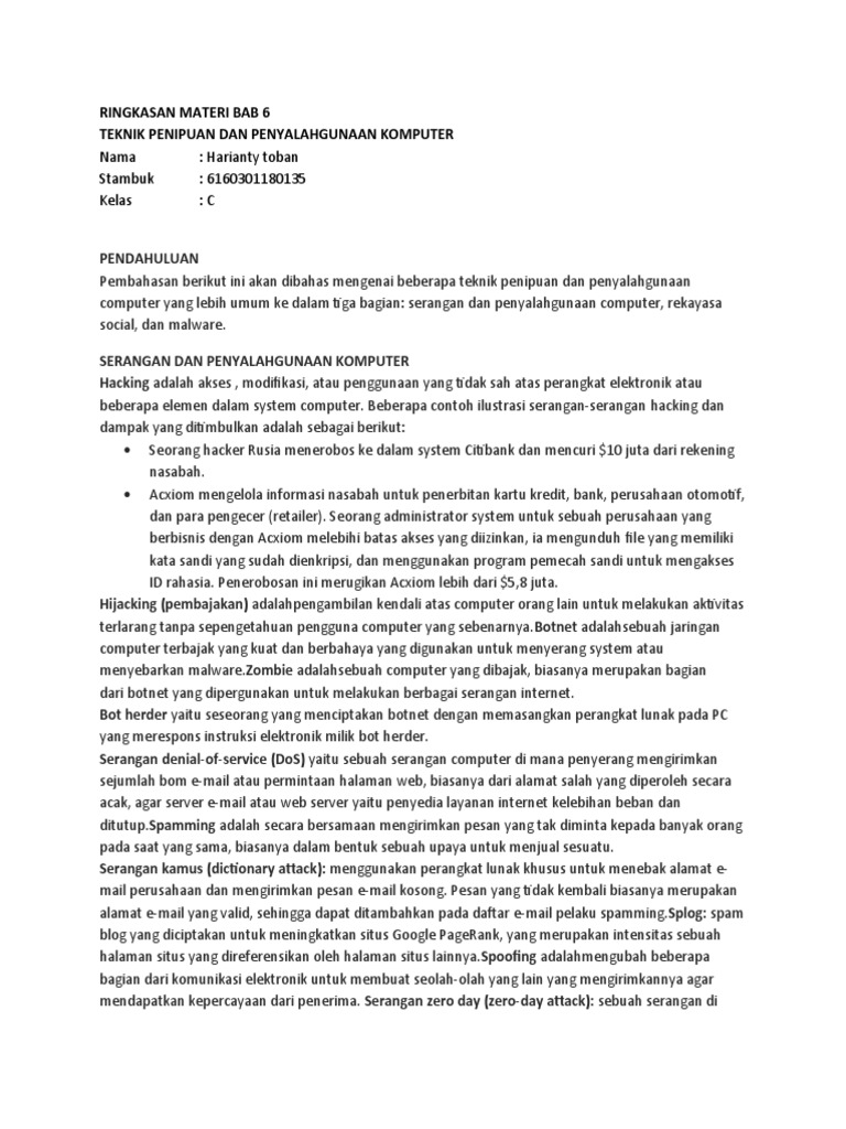 Ringkasan Materi Bab 6 | PDF