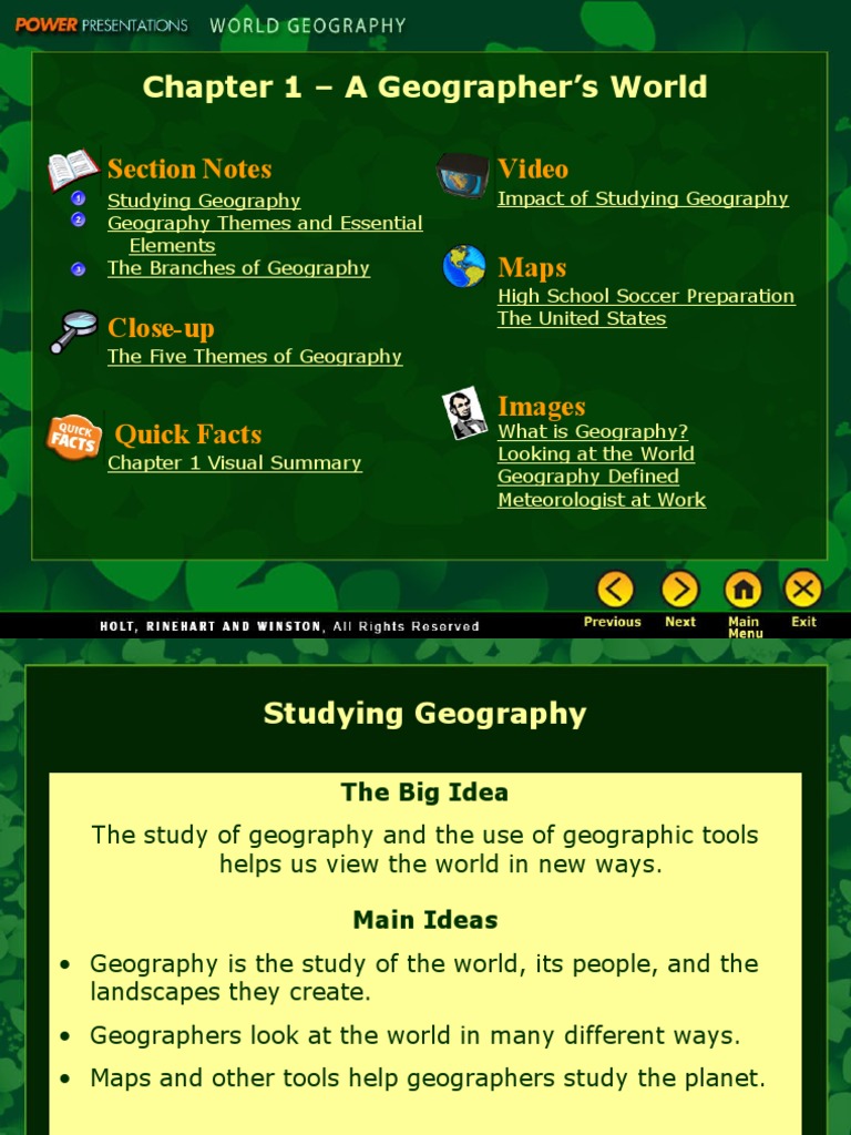 Chapter 1 - A Geographer's World: Section Notes Video | PDF | Geography ...