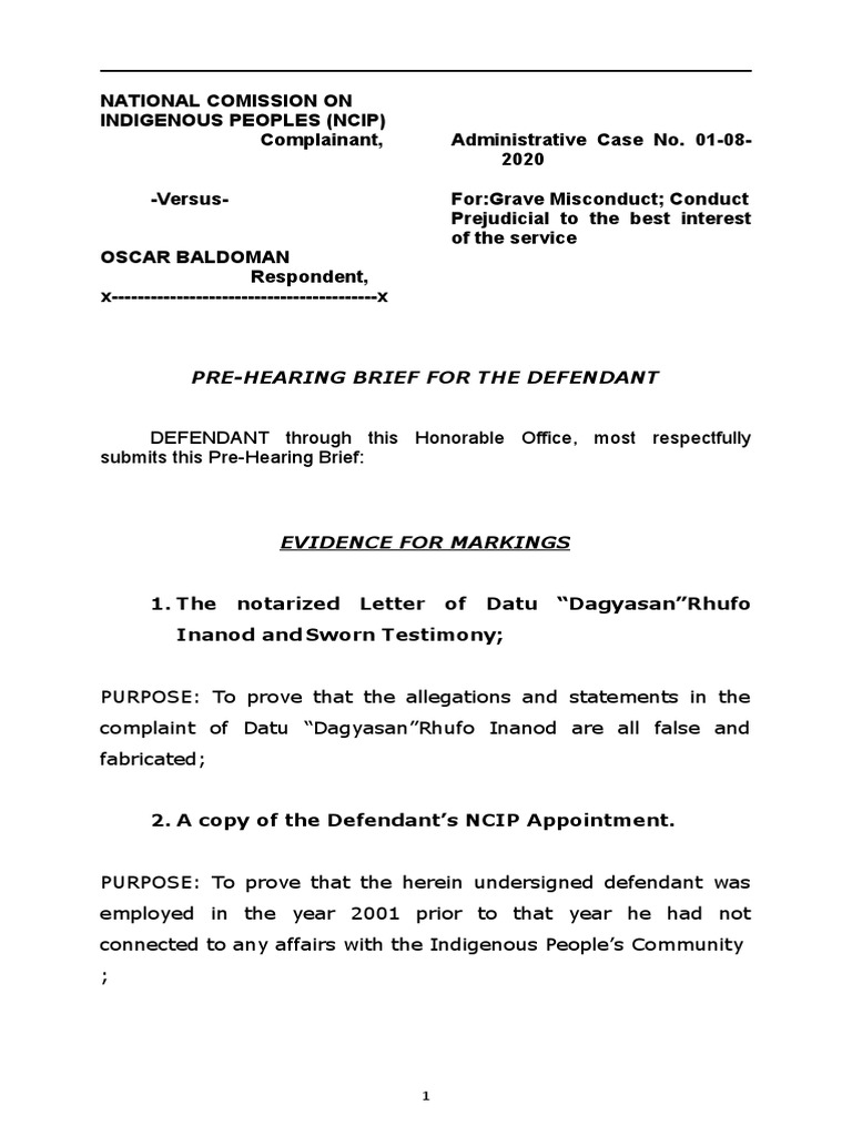 Pre Hearing Brief 2 | PDF | Testimony | Public Law Pre Hearing Brief 2 | PDF | Testimony | Public Law