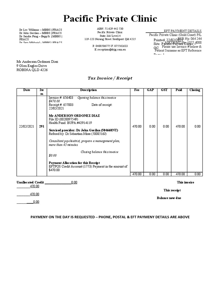 Pacific Clinic Medical | PDF | Receipt | Invoice