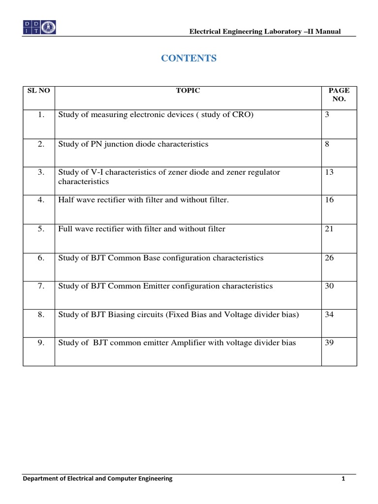 Electrical Lab Manaul | PDF | P–N Junction | Rectifier