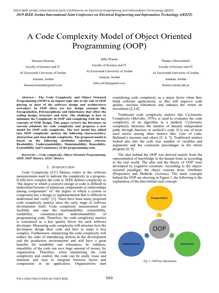 A Code Complexity Model of Object Oriented Programming (OOP) | Download Free PDF | Object ...