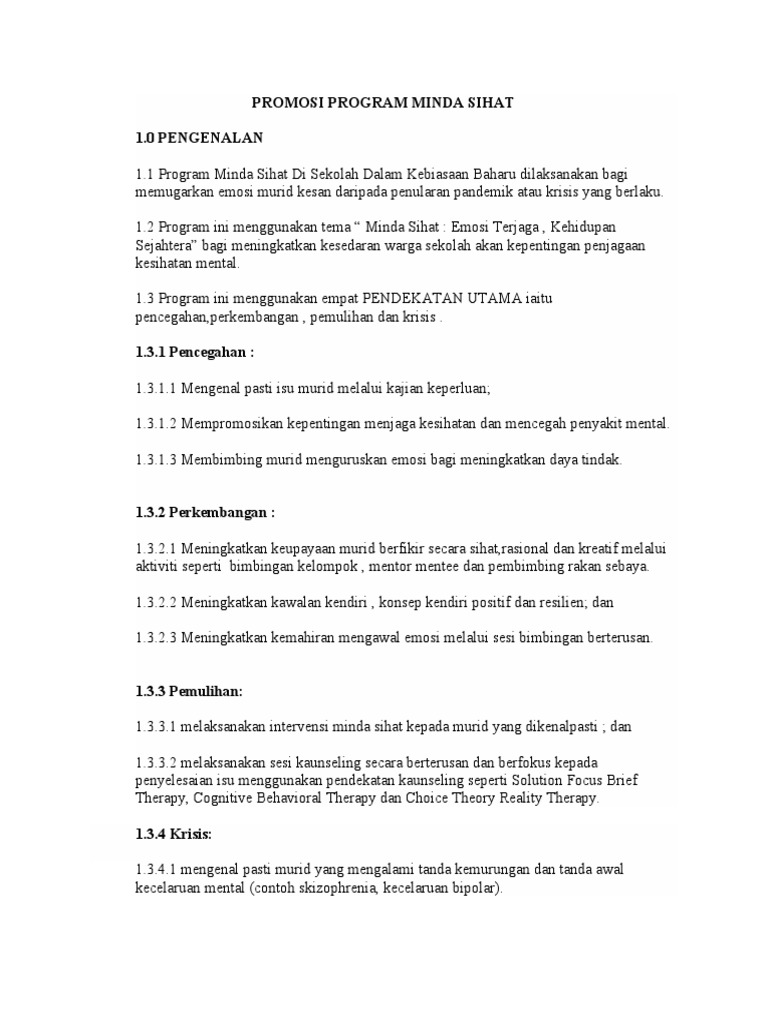 Promosi Program Minda Sihat | PDF