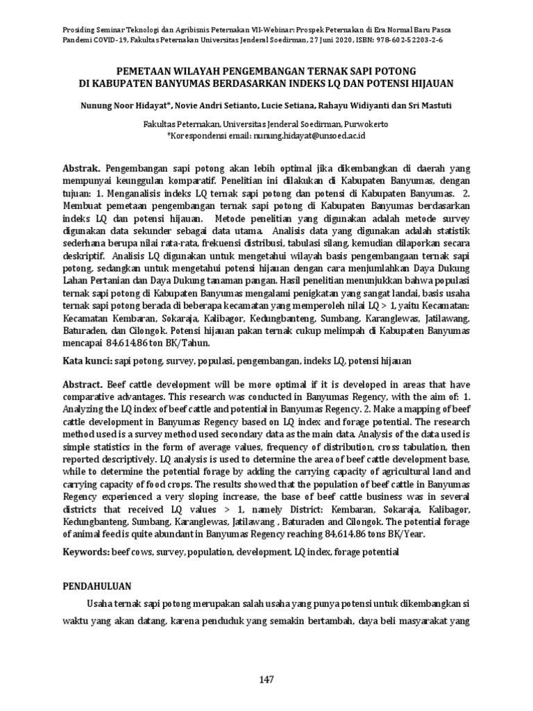Pemetaan Pengembangan Sapi Potong Banyumas | PDF | Sains & Matematika