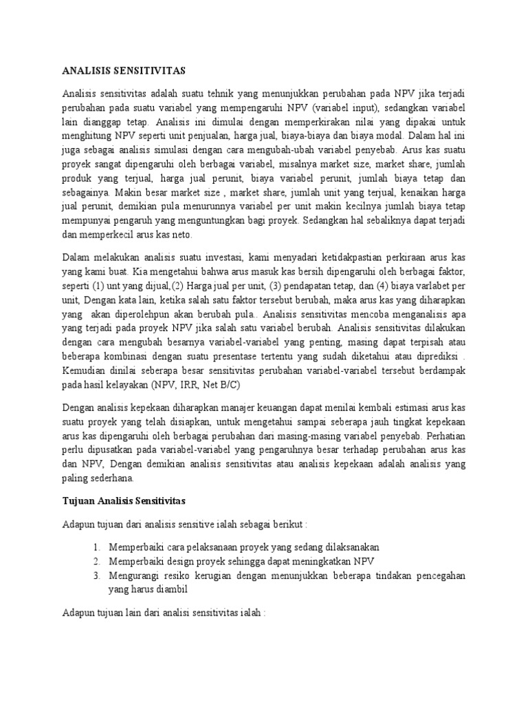Analisis Sensitivitas | PDF