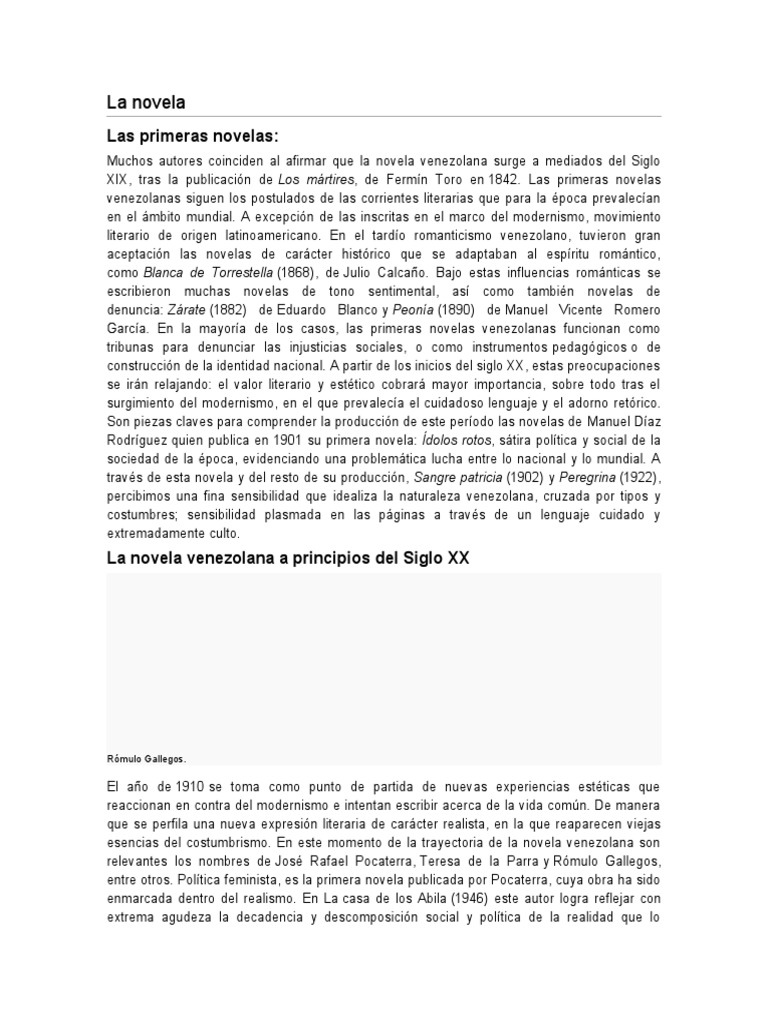Características De La Novela Venezolana – ORVBHC
