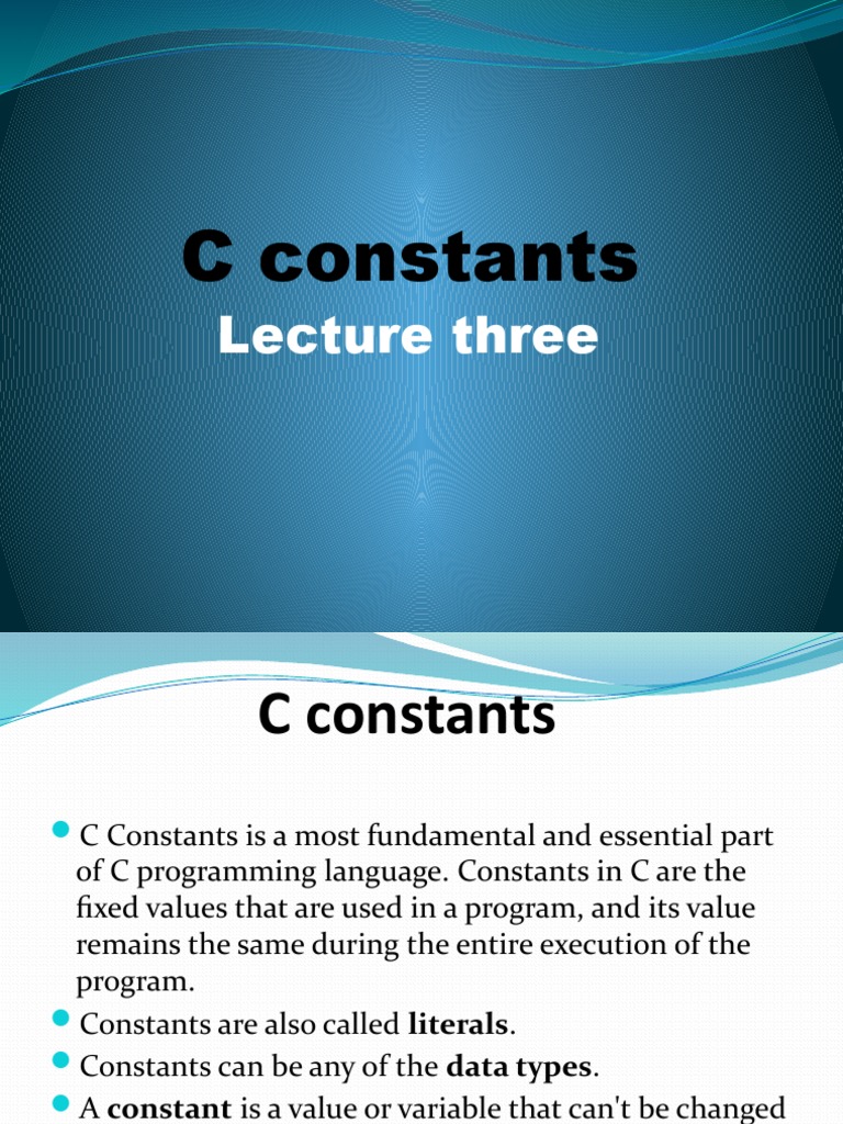 C Constants 3 | PDF | Variable (Computer Science) | Data Type