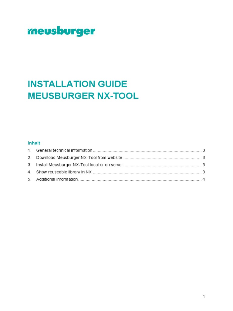 Installation Guide Meusburger Nx-Tool: Inhalt | PDF | Library ...