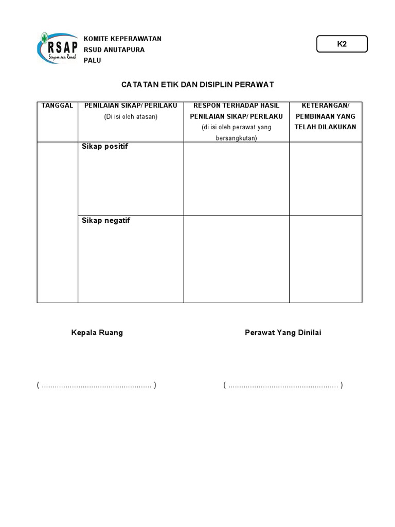 Form Etik Dan Disiplin (K2) | PDF
