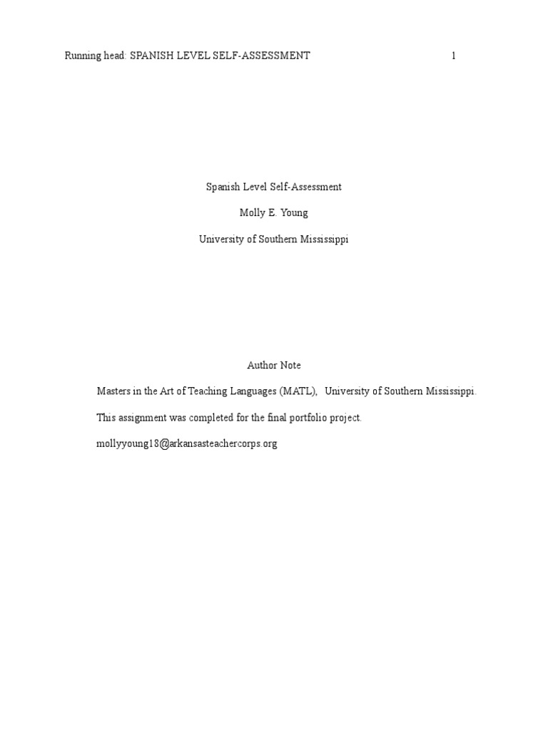 Spanish Proficiency Self-Assessment Report | PDF | Vocabulary ...
