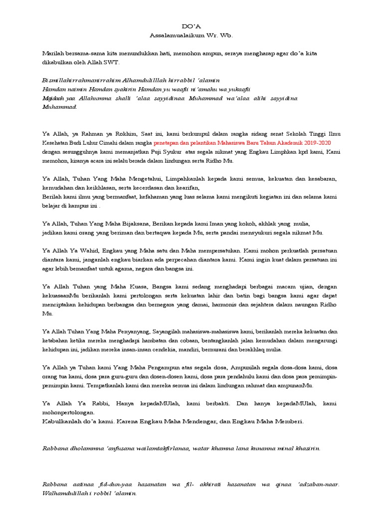 Doa Sidang Senat-1 | PDF