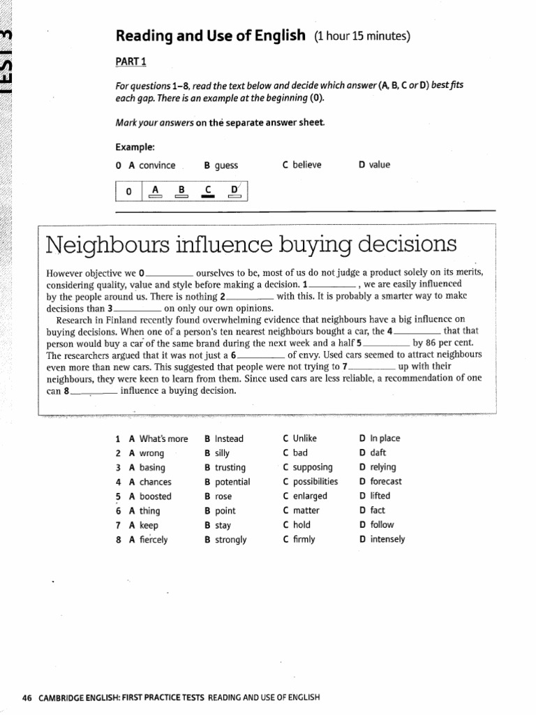 FCE Reading and Use of English | PDF