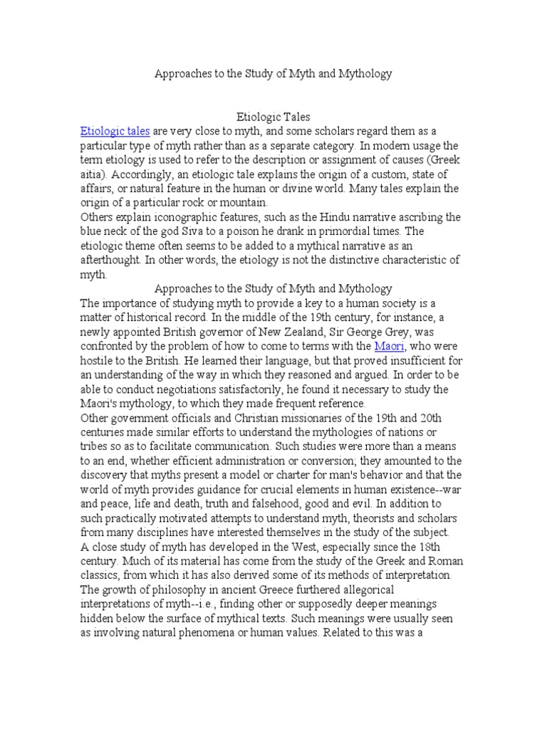 Approaches To The Study of Myth and Mythology | PDF | Greek Mythology ...