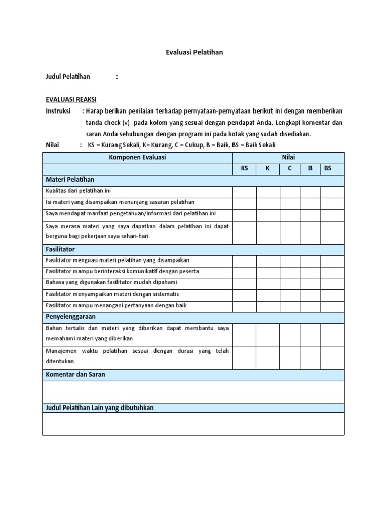 Evaluasi Training Dan Pelatihan | PDF | Karier & Perkembangan | Seni