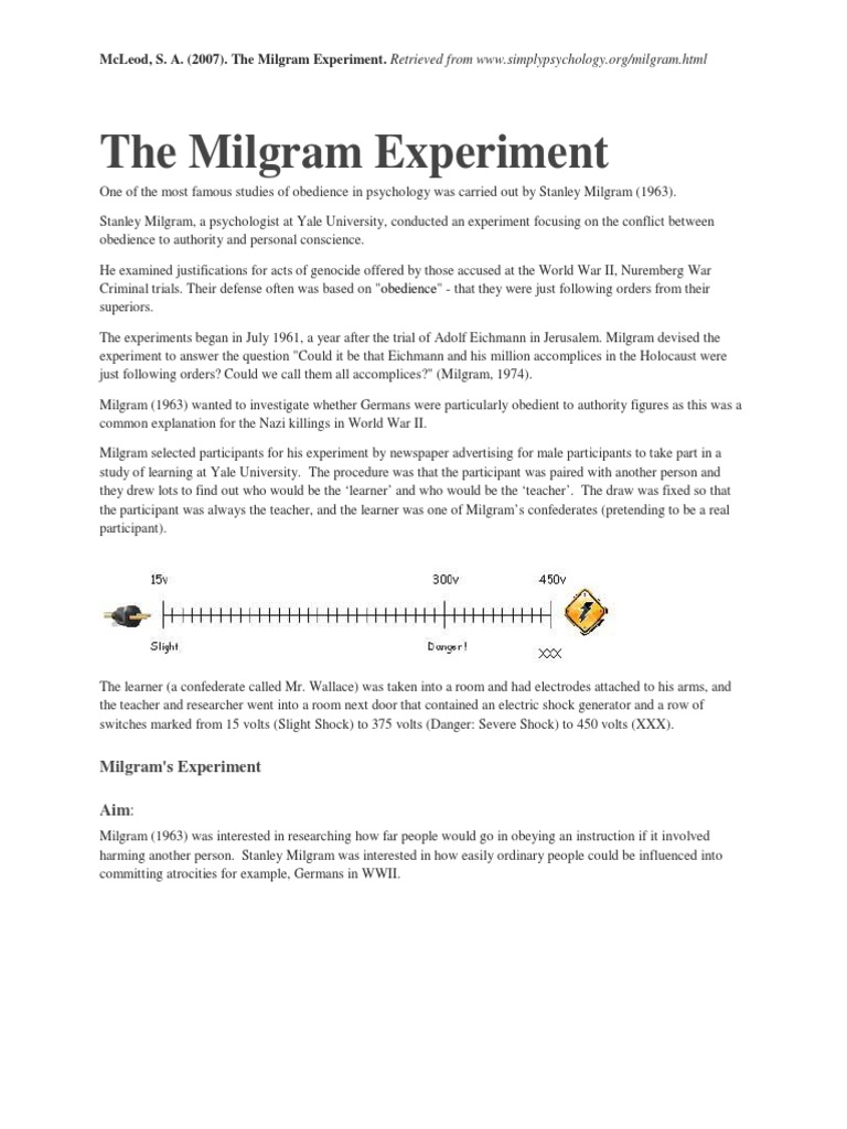 The Milgram Experiment: Obedience | PDF | Obedience (Human Behavior ...